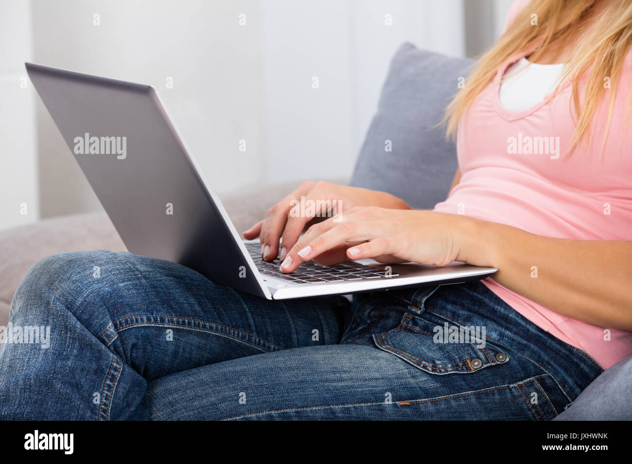 Hand using laptop hi-res stock photography and images - Alamy