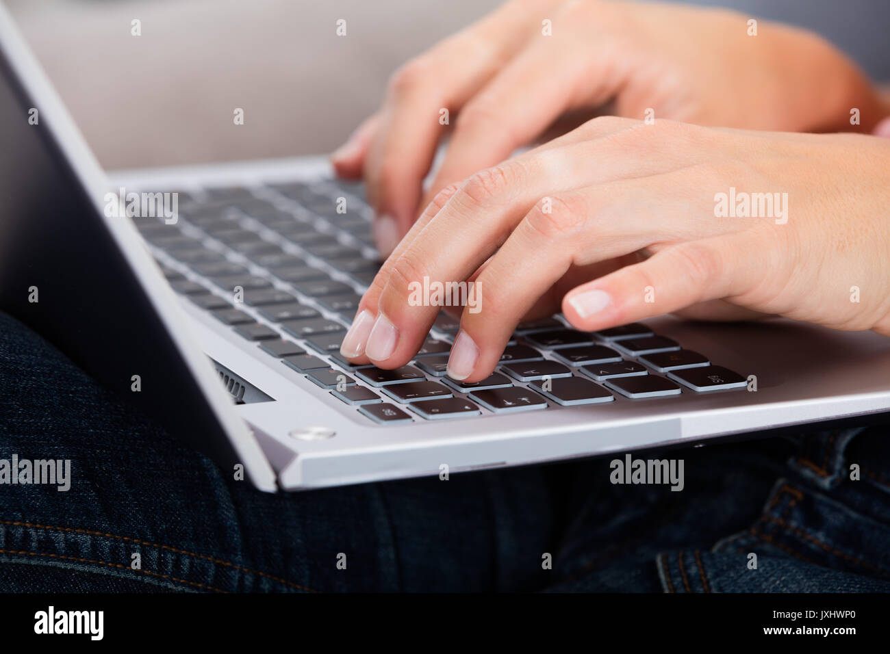 Female fingers typing on laptop hi-res stock photography and images - Alamy