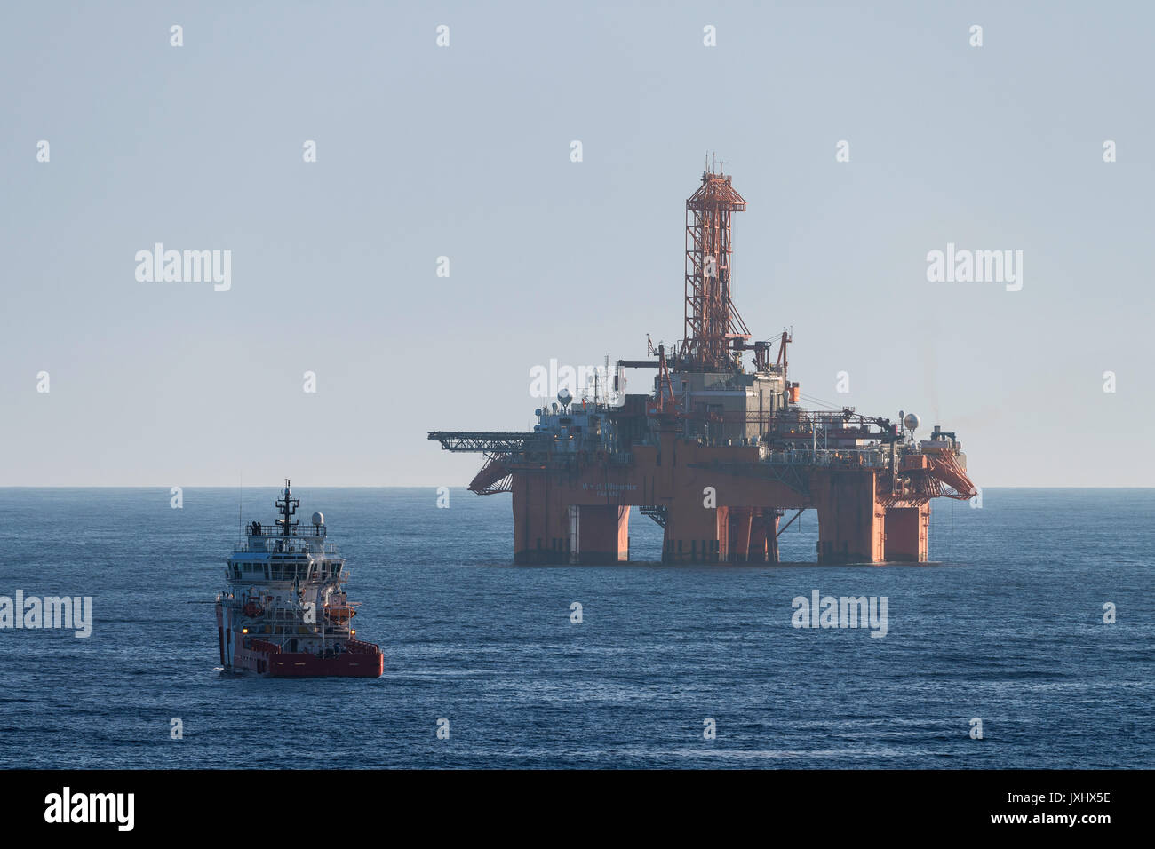 Supply vessel in front of West Phoenix oil rig, oil extraction, North ...
