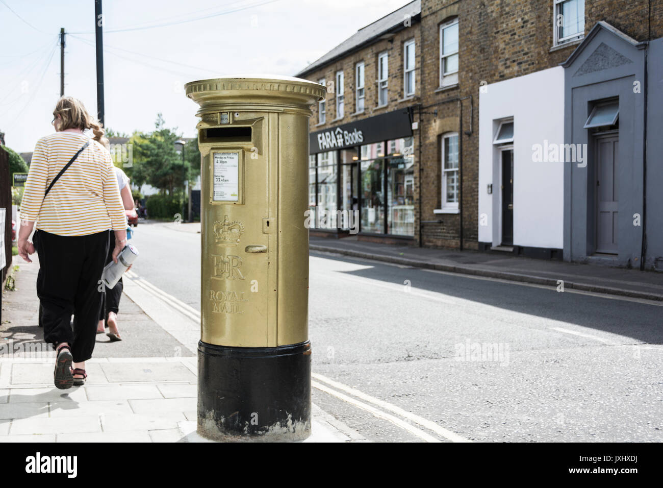 A gold post box in Teddington to commemorate Mo Farah's Gold Medals in ...