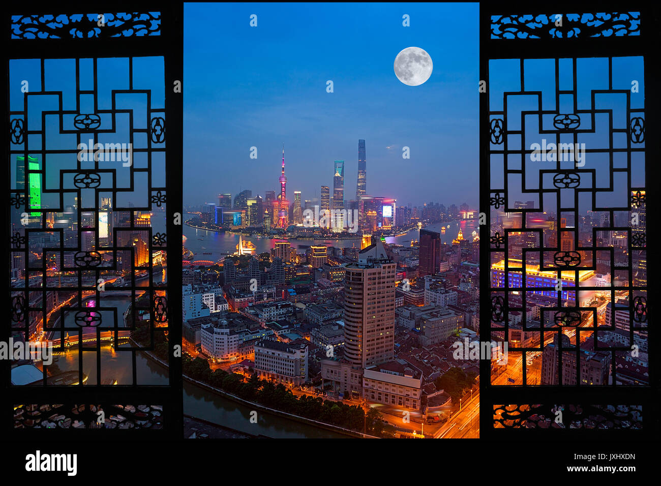 View of moon through structure hi-res stock photography and images - Alamy