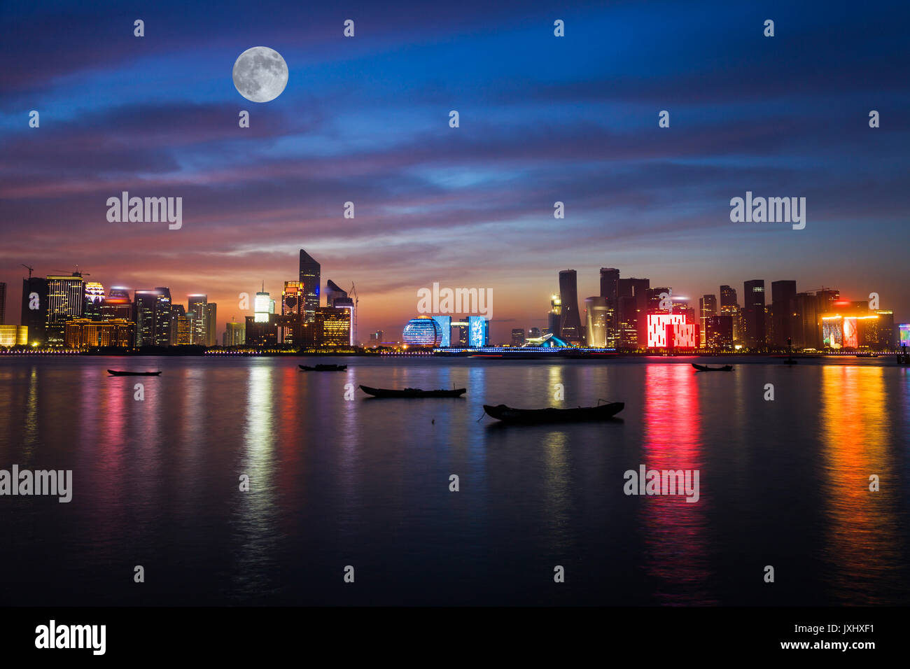 Night view of Hangzhou City, Zhejiang Province, China Stock Photo - Alamy