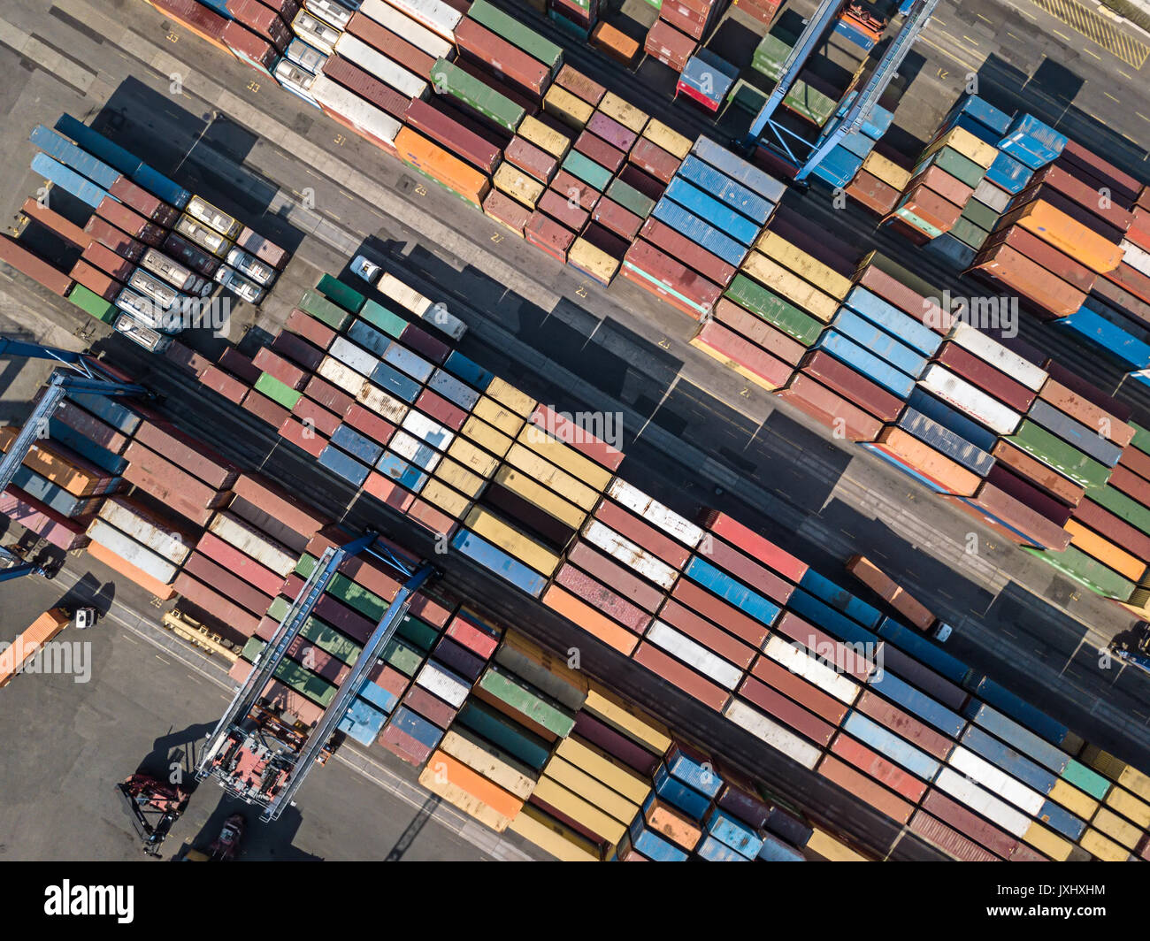 Warehouse with many containers Stock Photo - Alamy