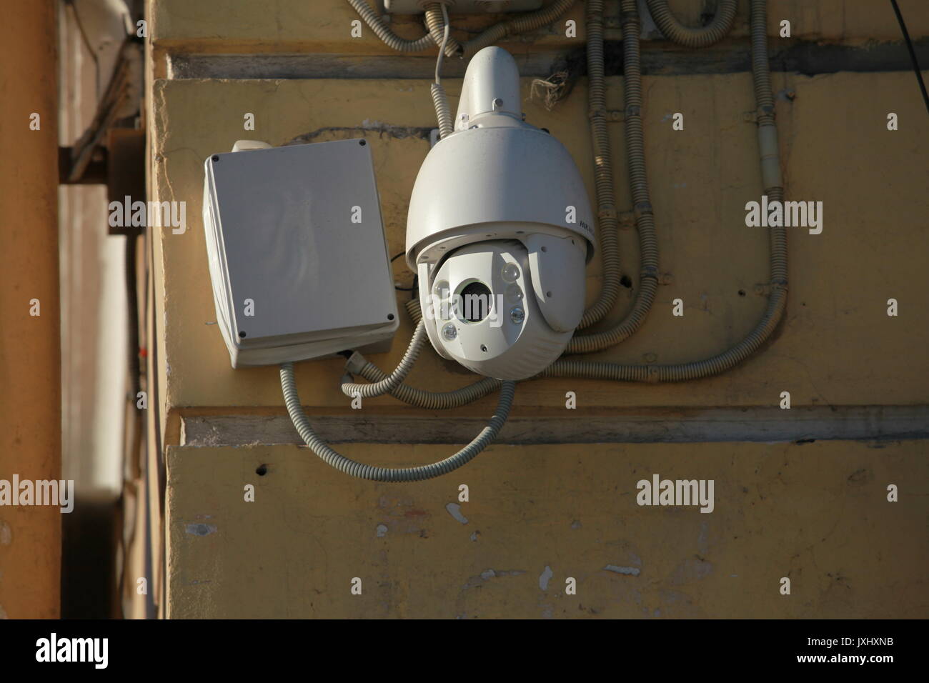 outdoor surveillance video camera in the wall Stock Photo - Alamy