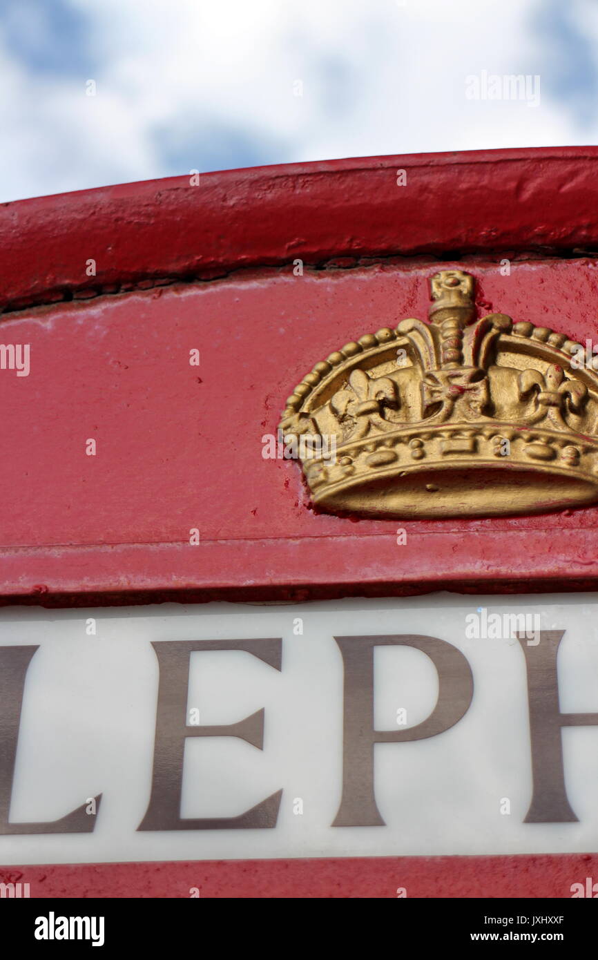 crown on a red telephone booth Stock Photo - Alamy