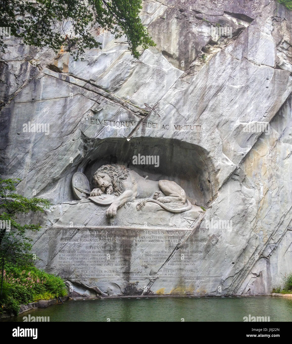 Dying Lion Monument German Lowendenkmal Carved On The Face Of Stone