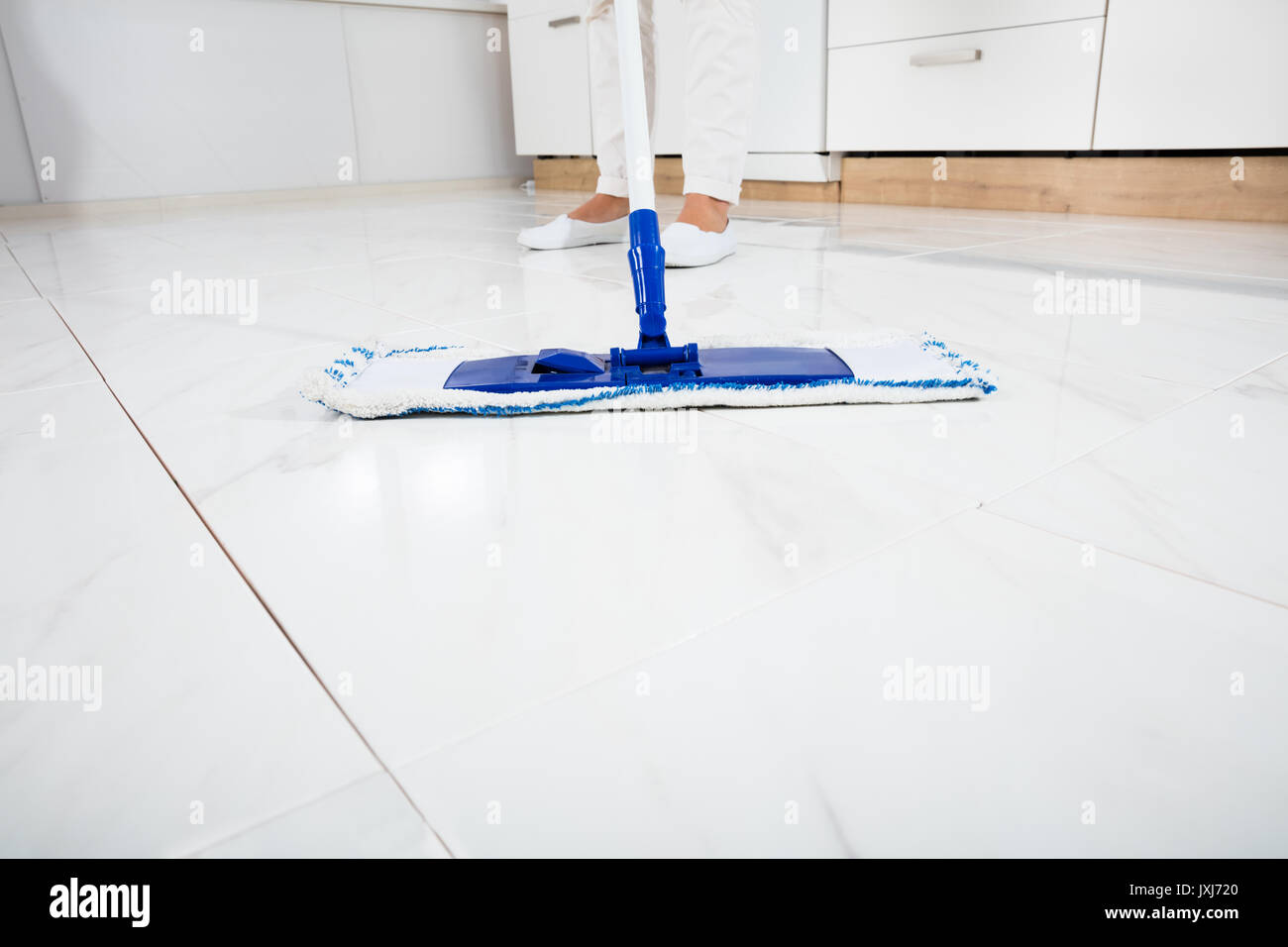 Cleaning Service Woman Mopping The Floor In Kitchen Inside House Stock ...