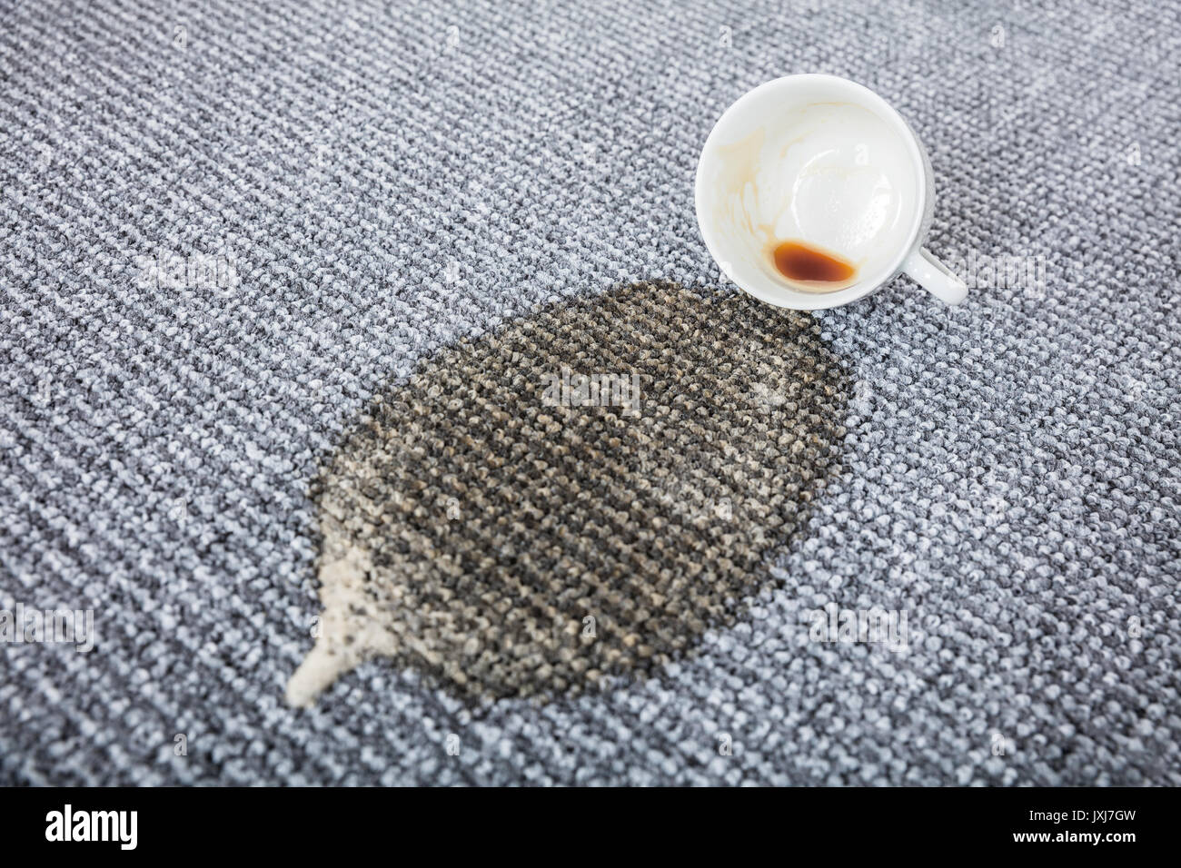 Close-up Of Coffee Cup Spilled Made Stains On The Carpet Stock Photo ...