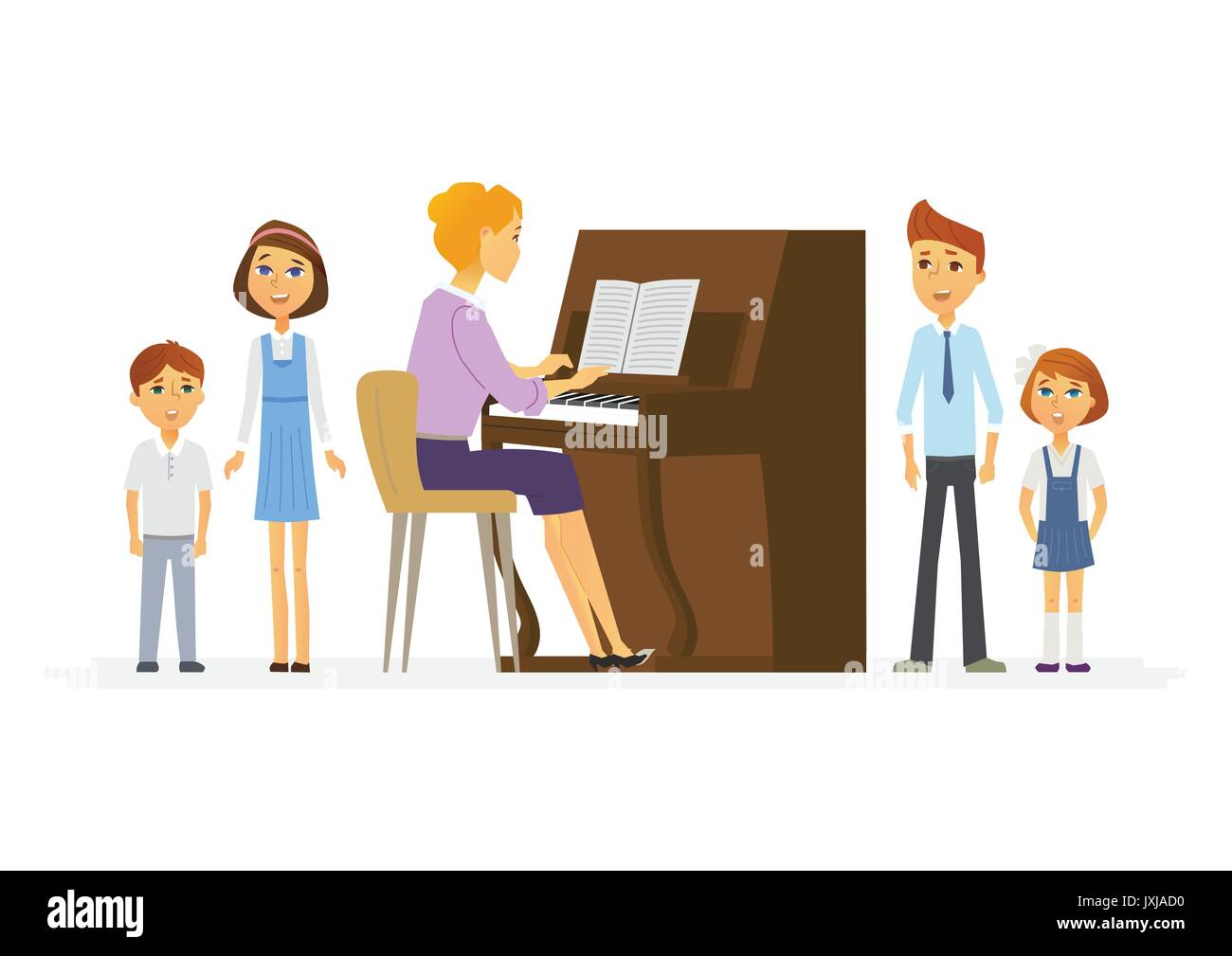 Music lesson at school - modern cartoon people characters illustration ...