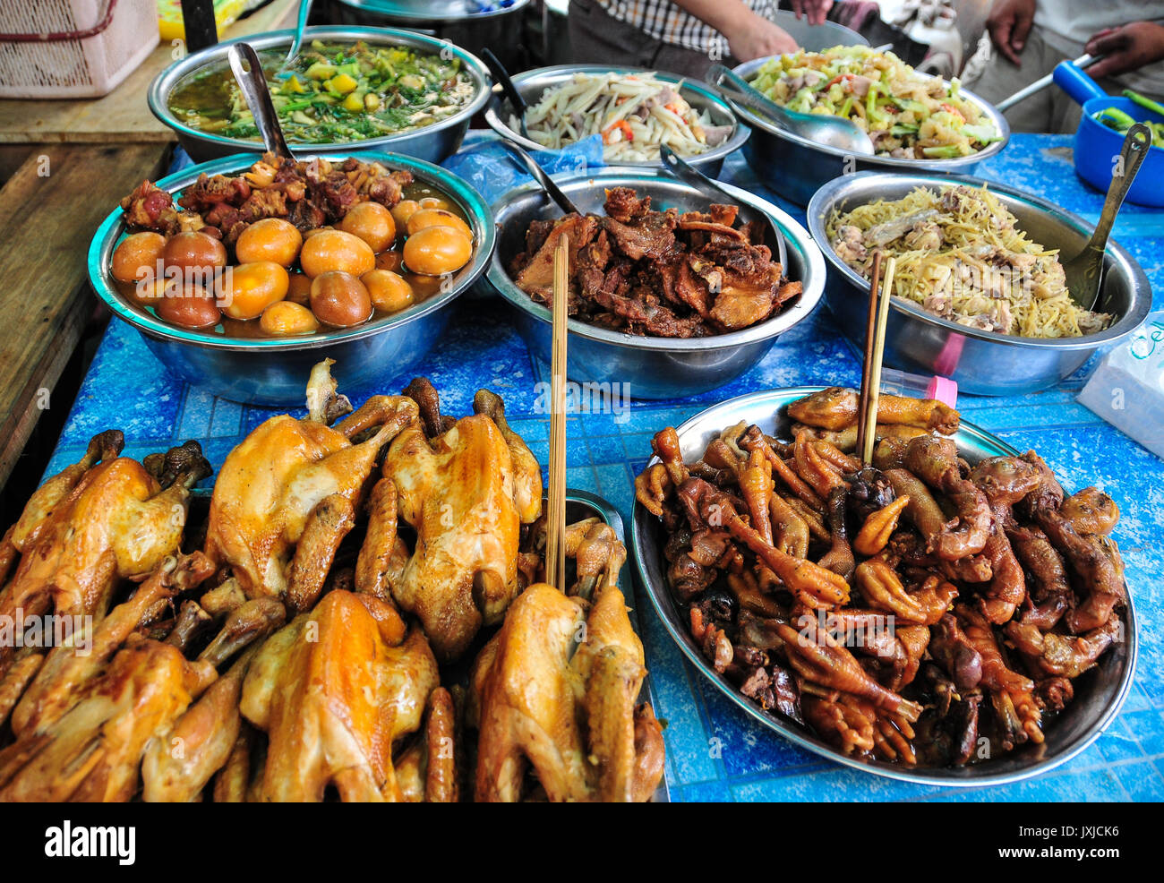 Cambodian cuisine - local food at rural market in Kampot, Cambodia ...