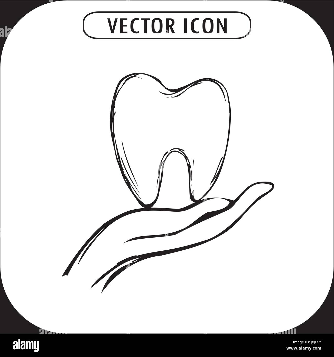 Tooth on hand, icon hand drawn, vector Stock Vector Image & Art - Alamy