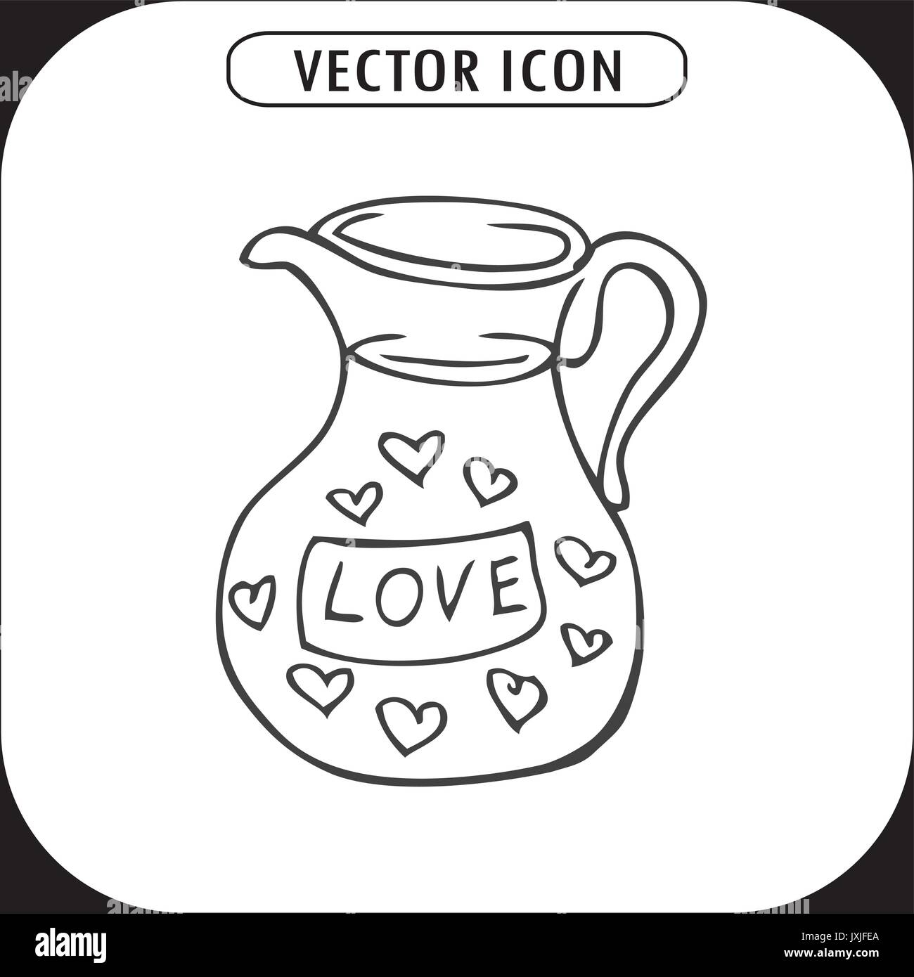Carafe with hearts, hand drawing, vector icon Stock Vector Image & Art ...