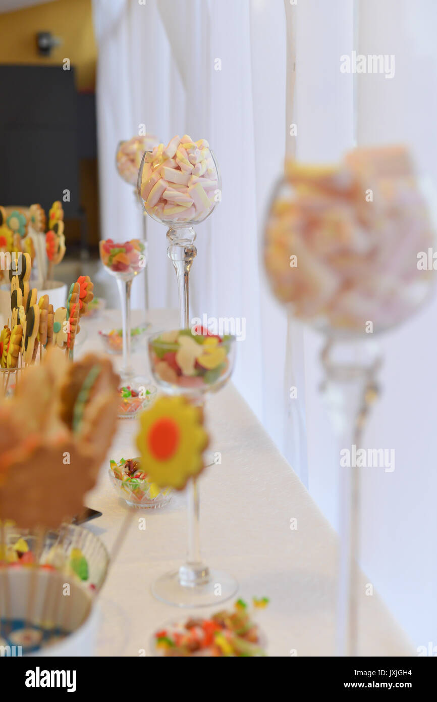 candy bar.sweets arrangements for wedding reception Stock Photo - Alamy