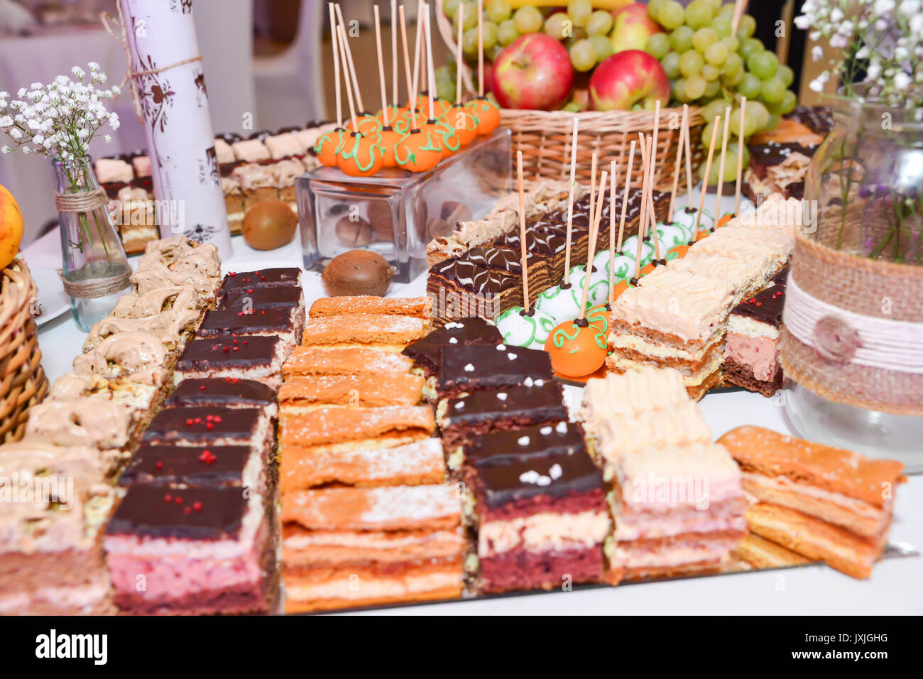 candy bar.sweets arrangements for wedding reception Stock Photo - Alamy