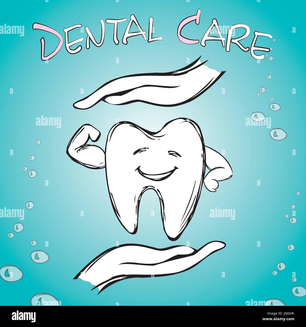 Dental care, tooth on hand, hand drawn vector Stock Vector Image & Art ...