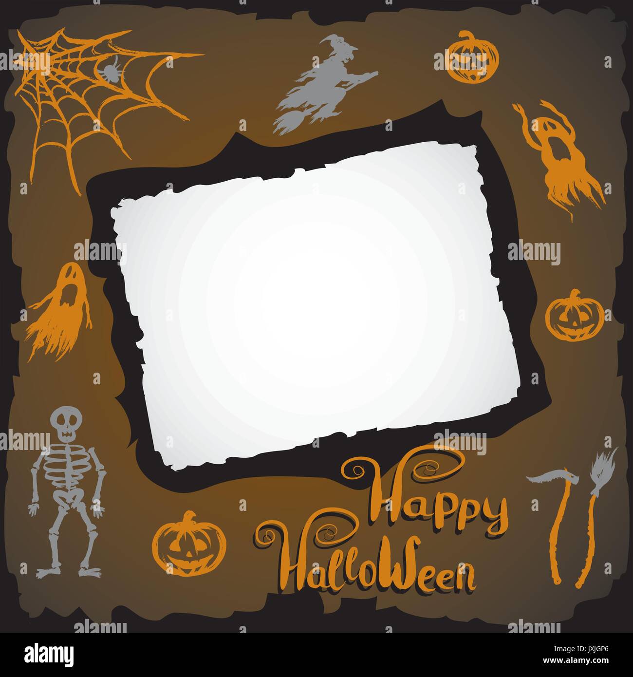 Halloween Themed Frame , hand drawn vector illustration Stock Vector ...