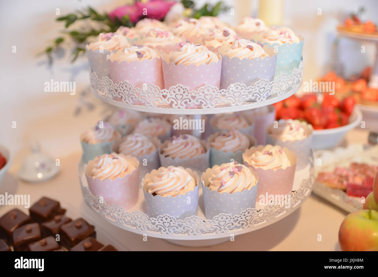 restaurant sweets arrangements for wedding reception Stock Photo - Alamy