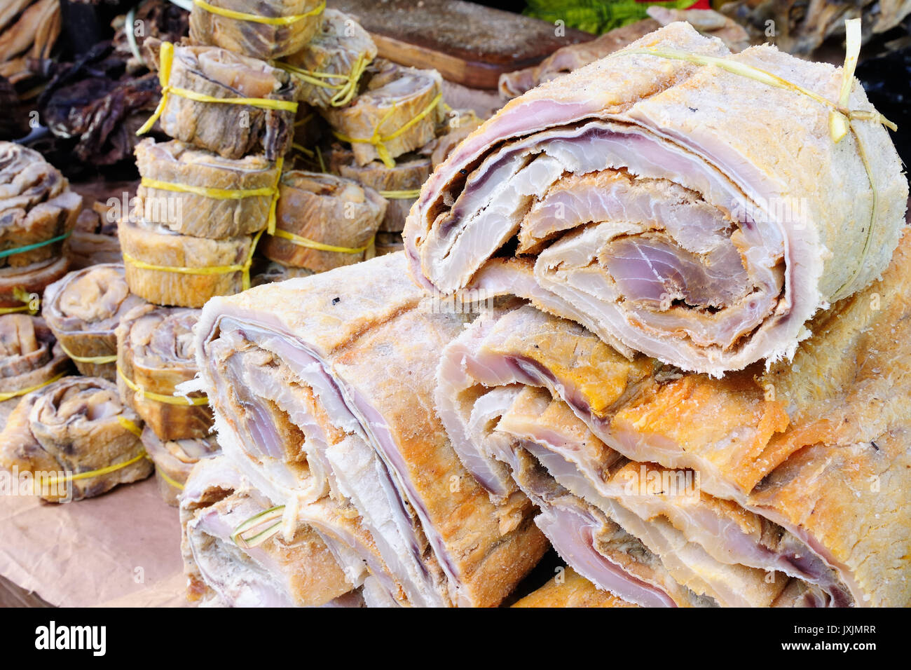 South America, Dried fish on the market in the Iquitos major city in ...