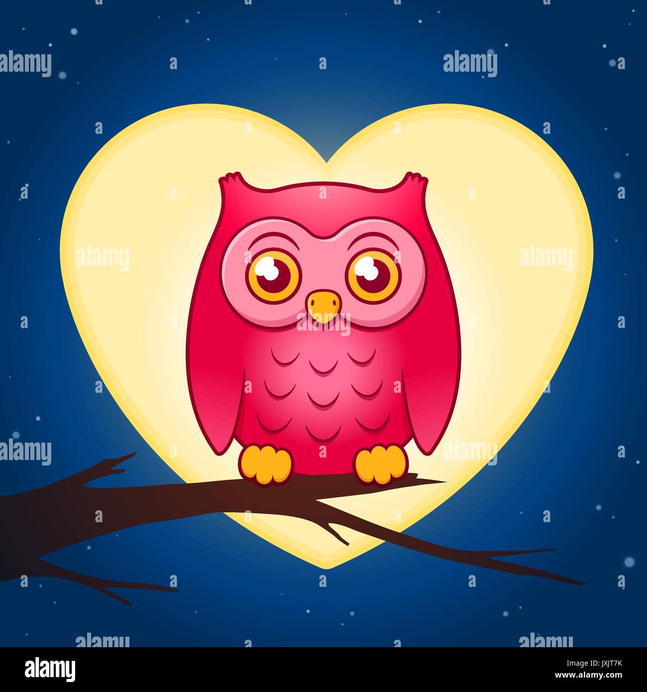 Pink Owl On Branch Clip Art