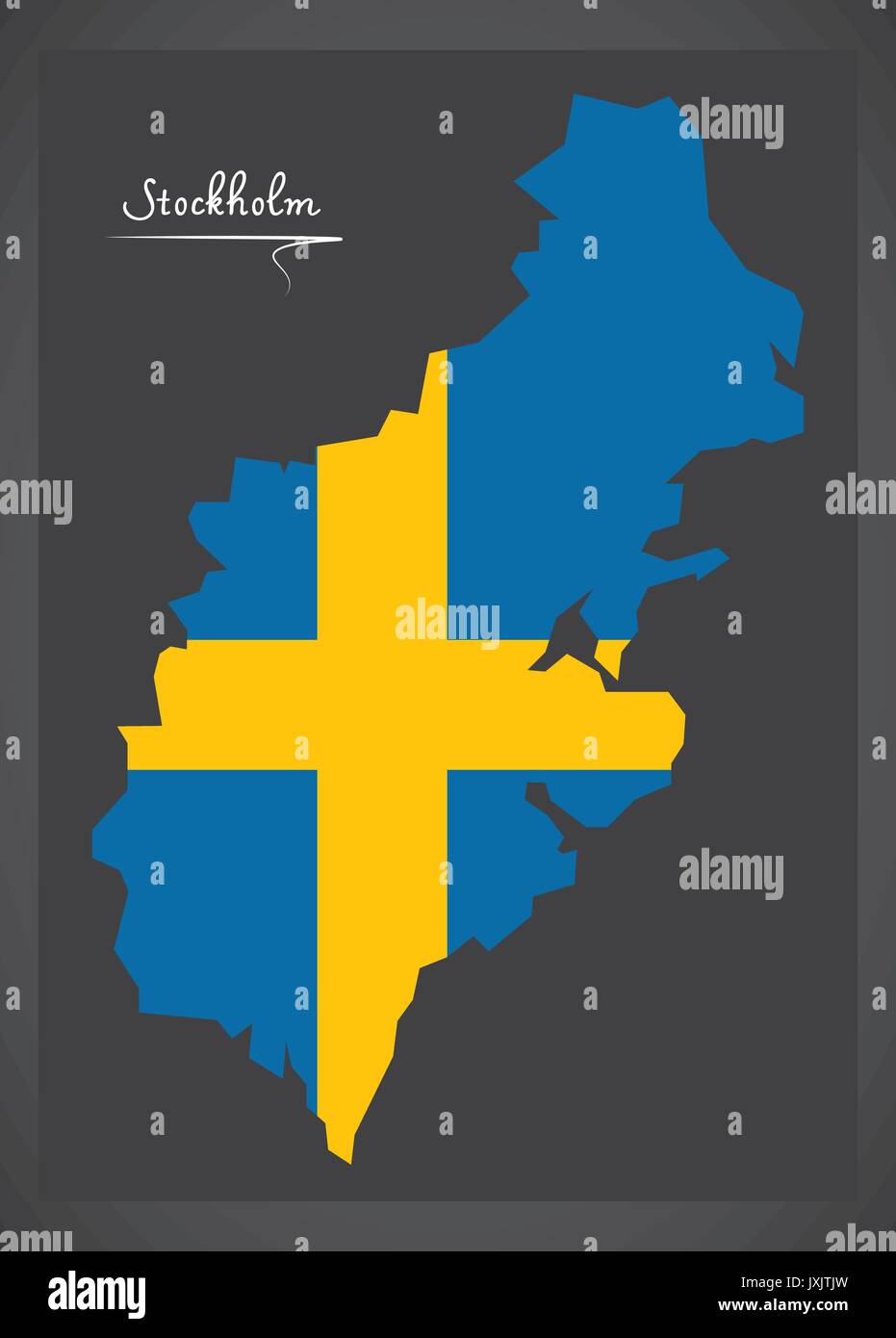 Stockholm map of Sweden with Swedish national flag illustration Stock ...