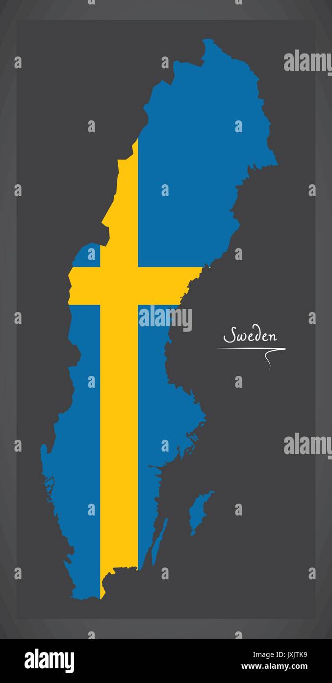 Sweden map with Swedish national flag illustration Stock Vector Image ...