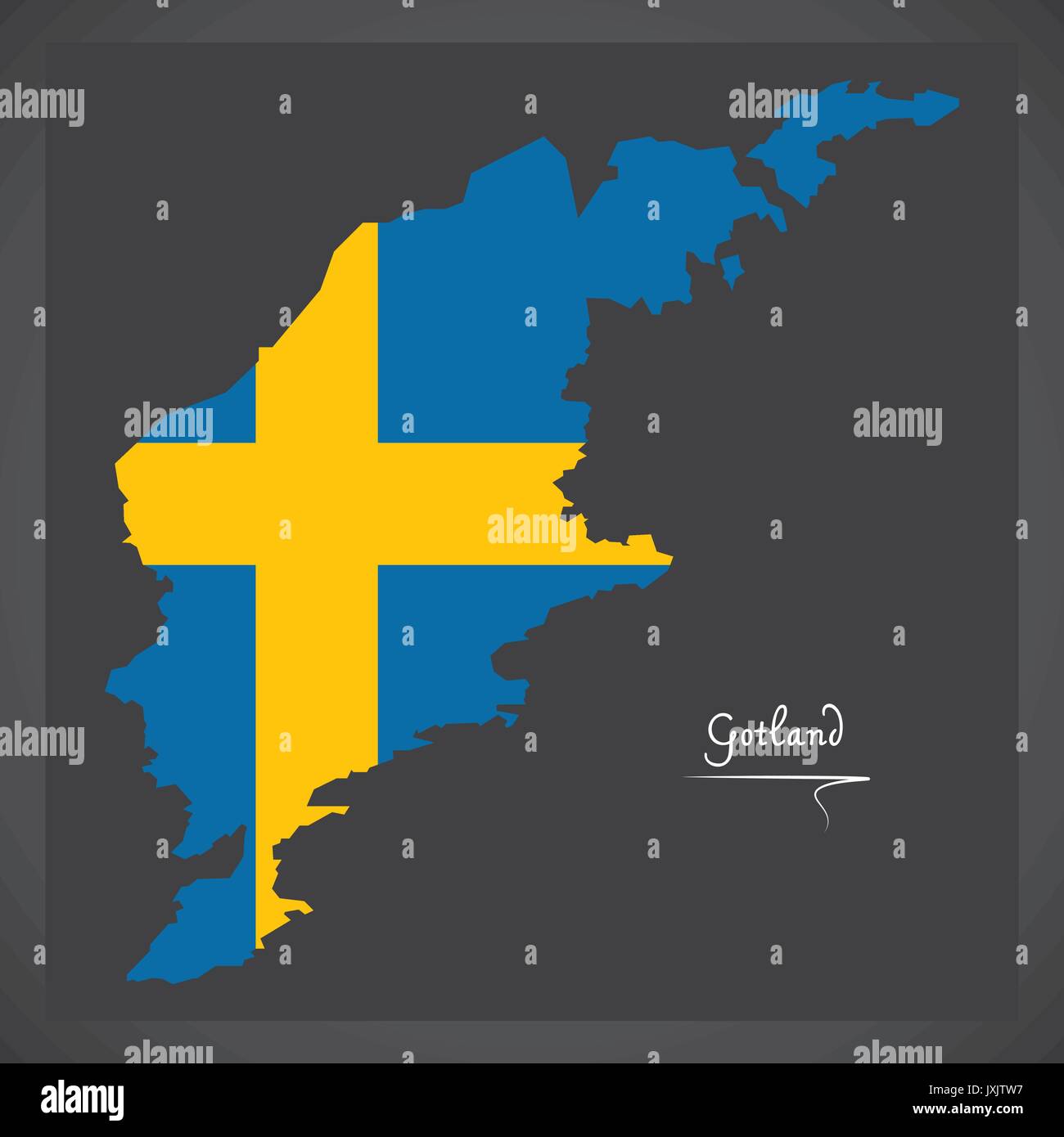 Gotland map of Sweden with Swedish national flag illustration Stock ...