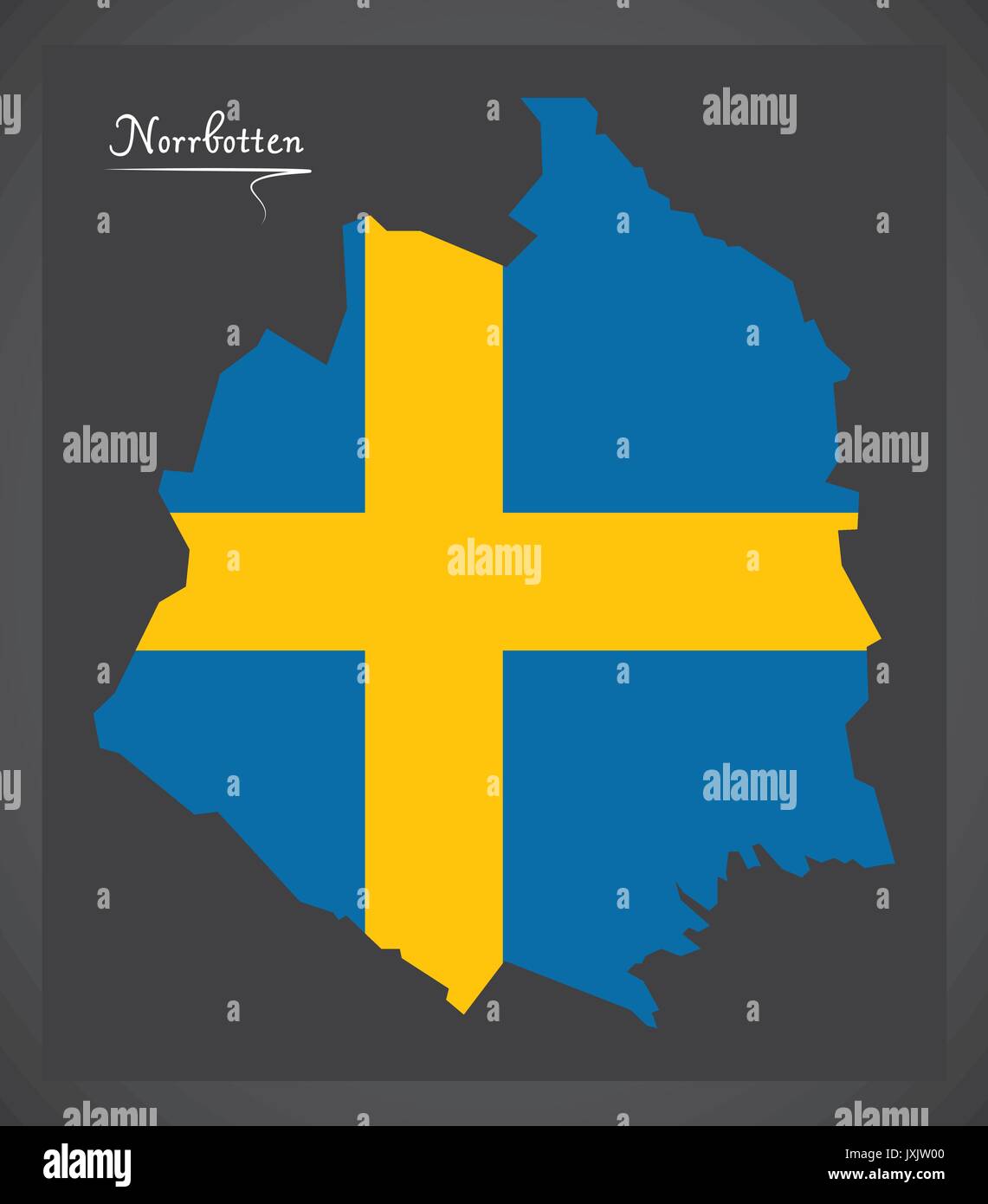 Norrbotten map of Sweden with Swedish national flag illustration Stock ...