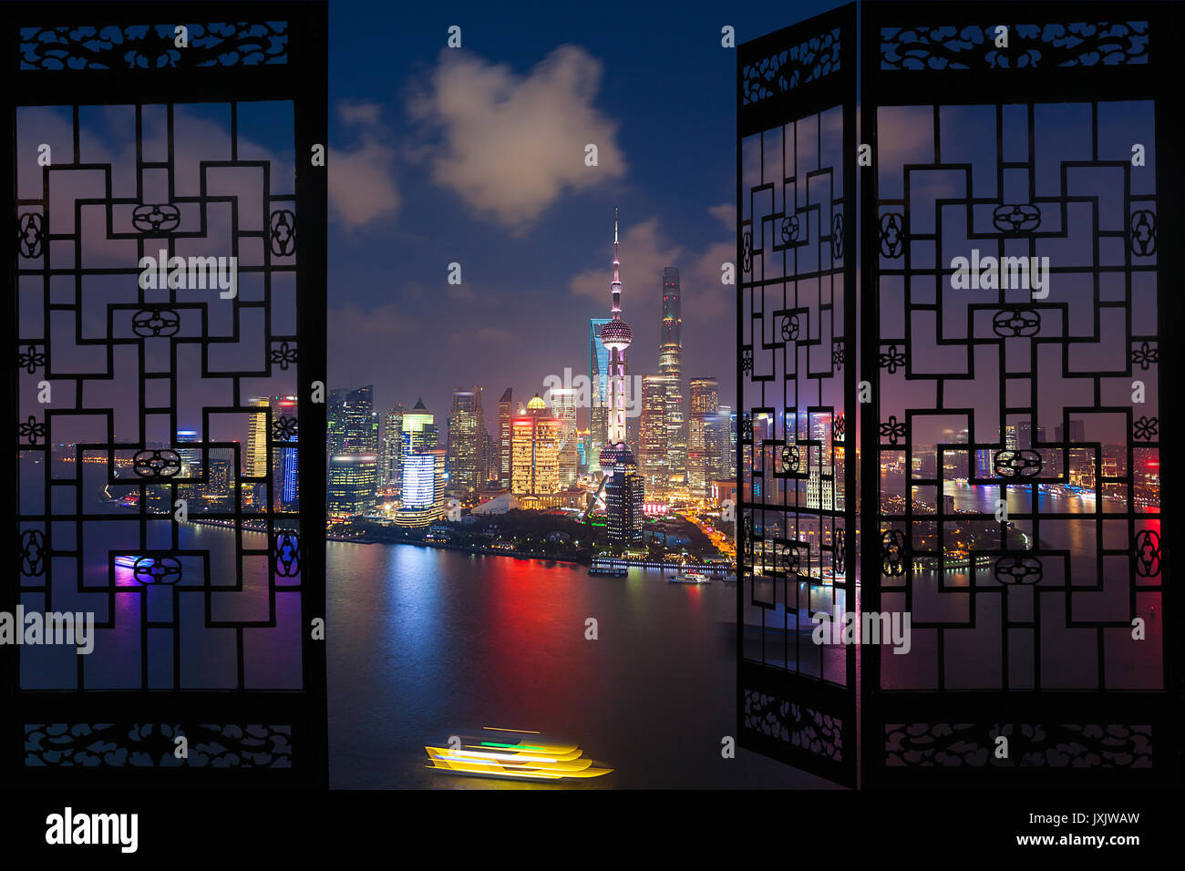 Night view of Shanghai City Stock Photo - Alamy