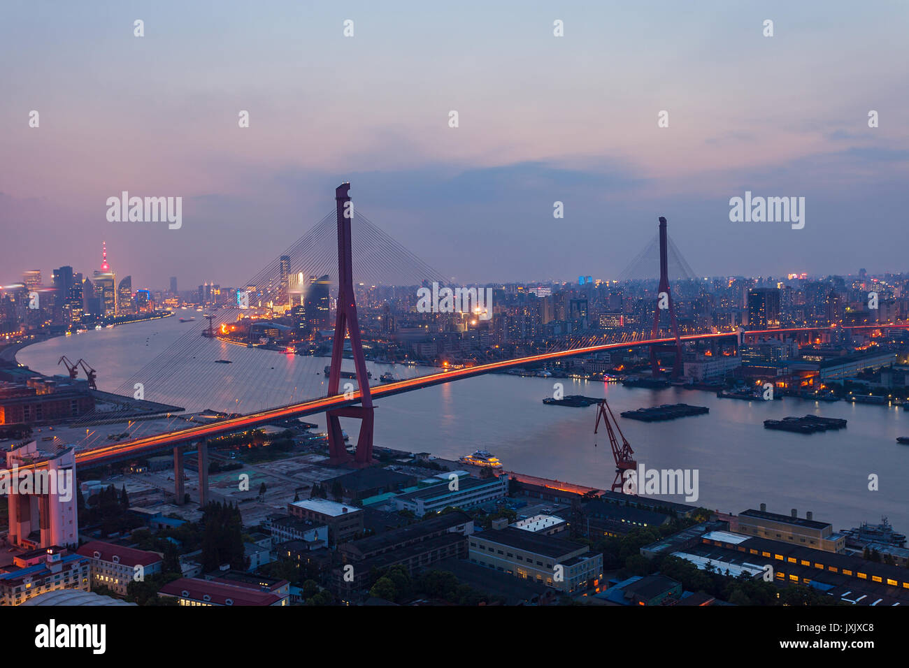 Yangpu bridge and urban architecture in Shanghai Stock Photo - Alamy