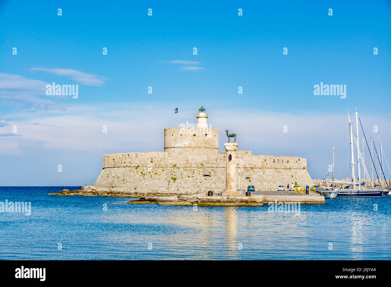 Agios Nikolaos Fortress (Fort of Saint Nicholas) and deer, a symbol of ...