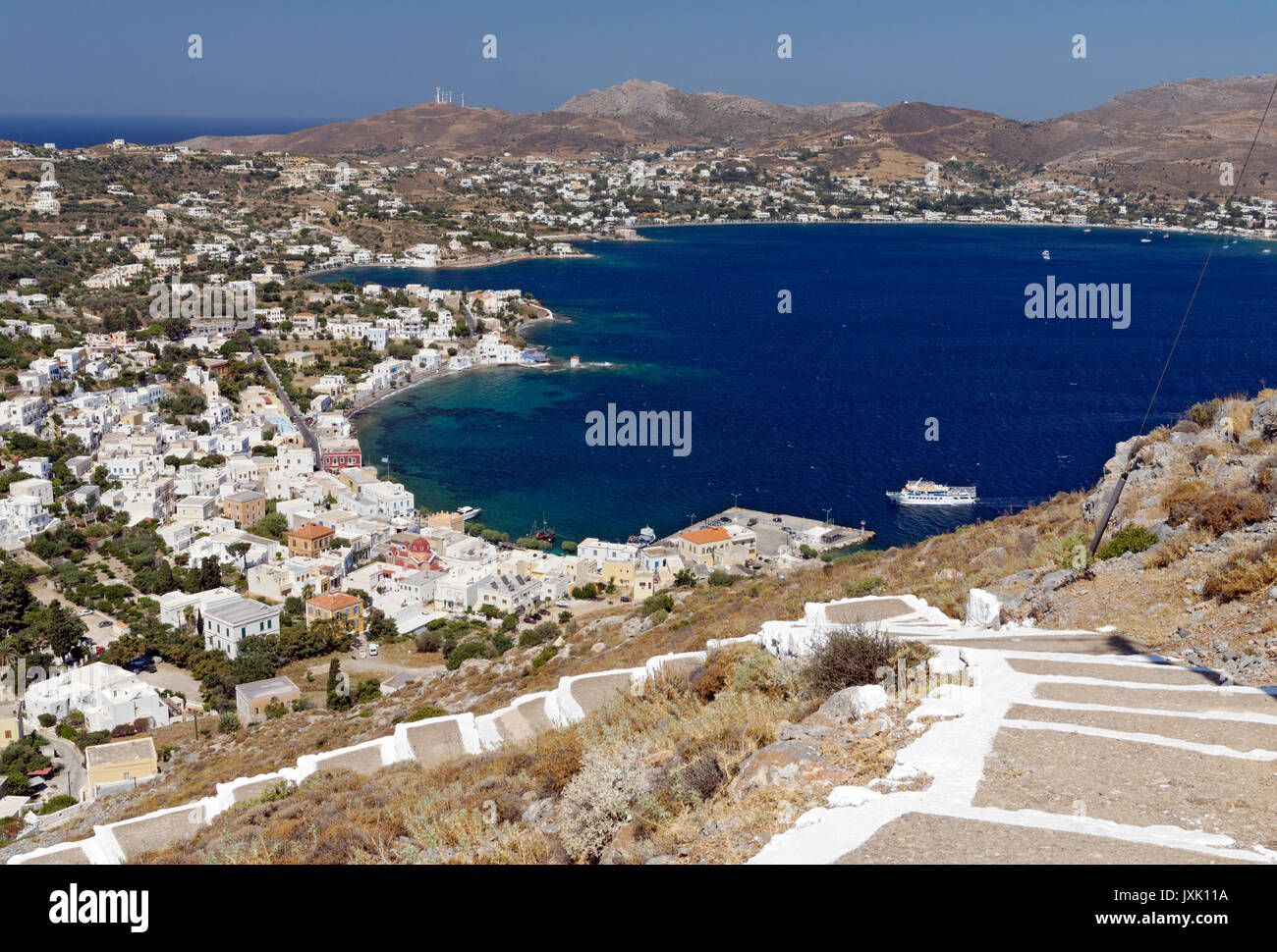 View of Aghia Marina and Alinta Bay from Panteli Castle, Leros ...