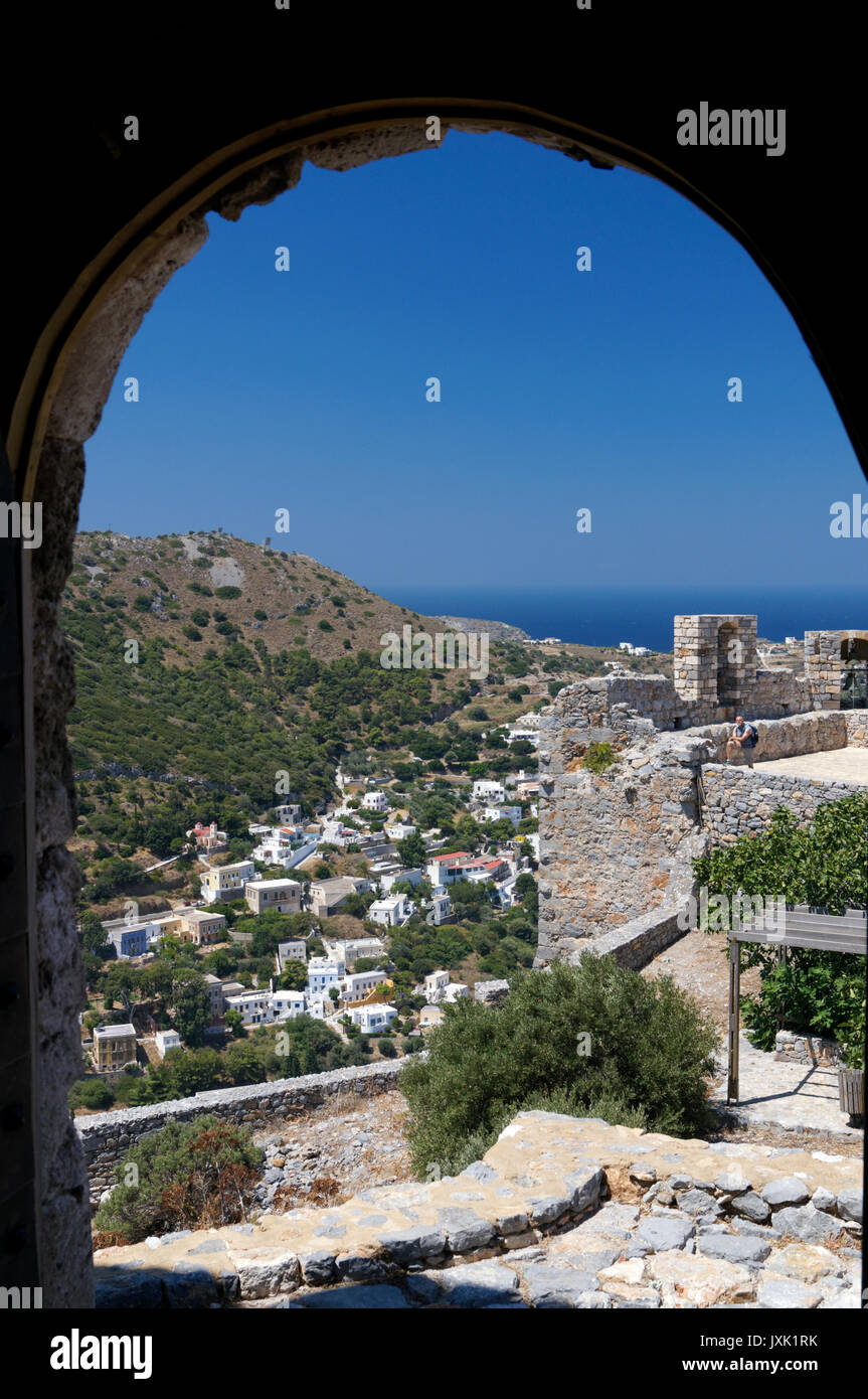 Viw of Platanos from Panteli Castle, Leros Island, Dodecanese Islands ...