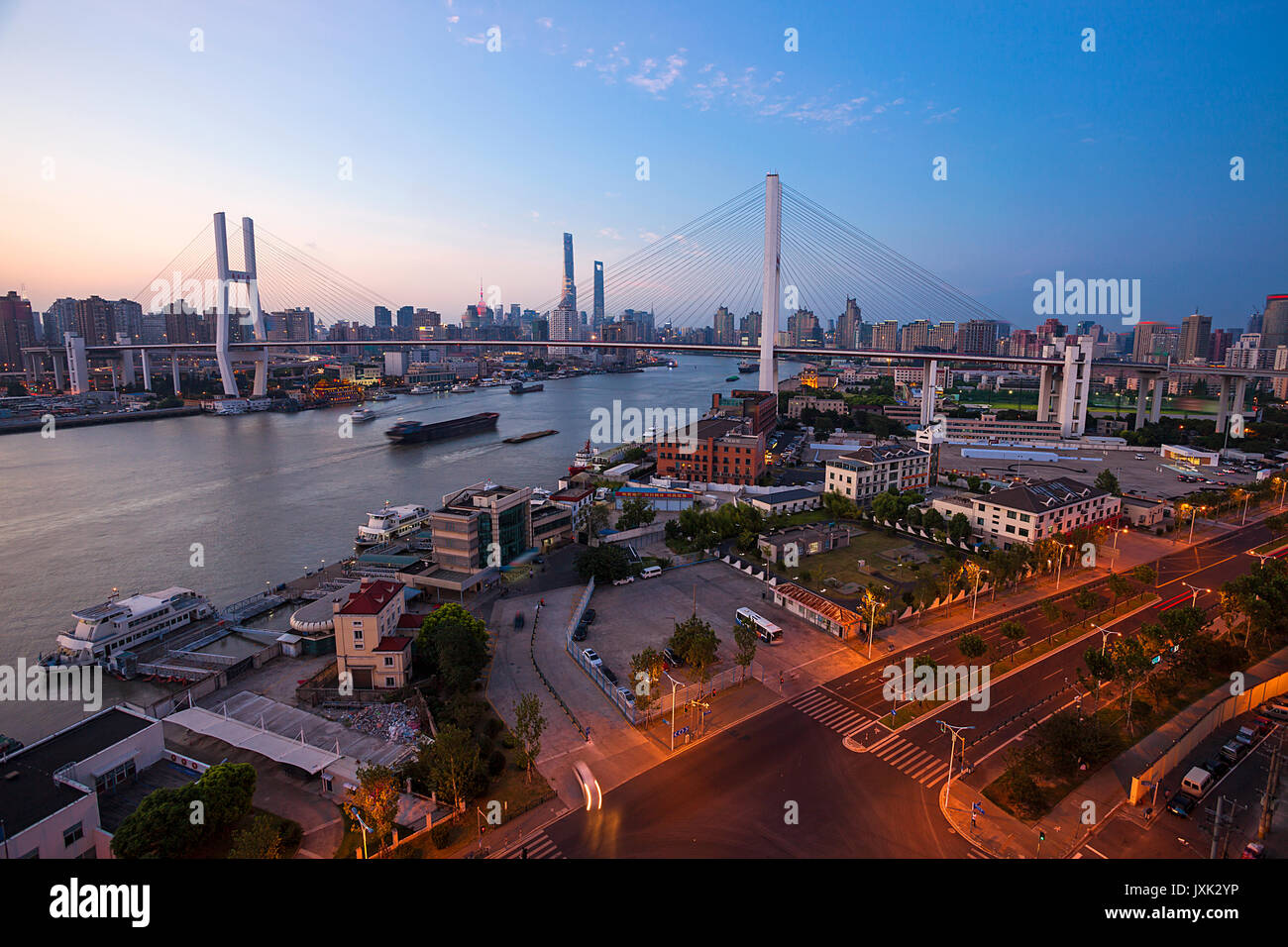 Nanpu bridge and urban architecture in Shanghai Stock Photo - Alamy