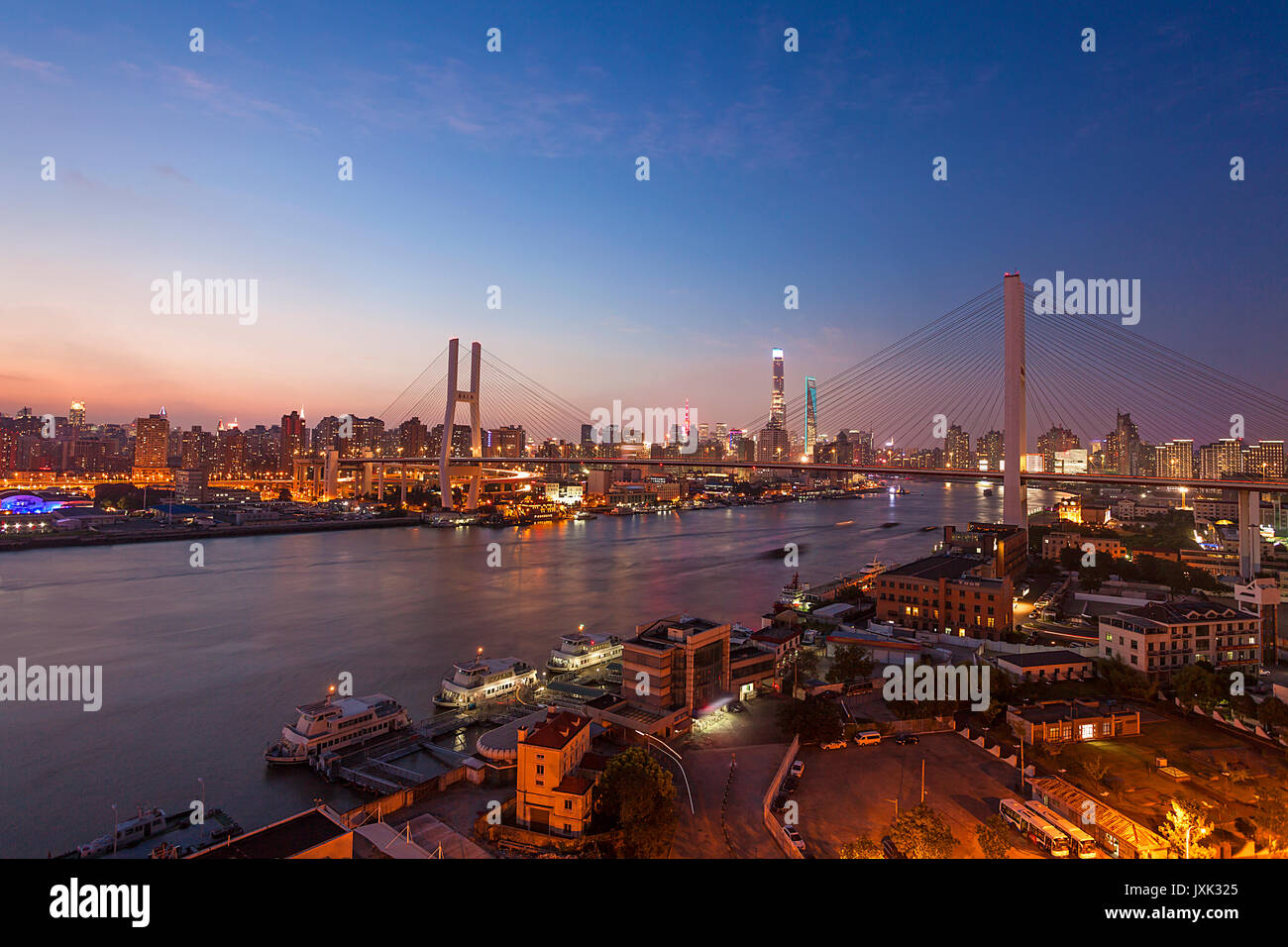 Nanpu bridge and urban architecture in Shanghai Stock Photo - Alamy