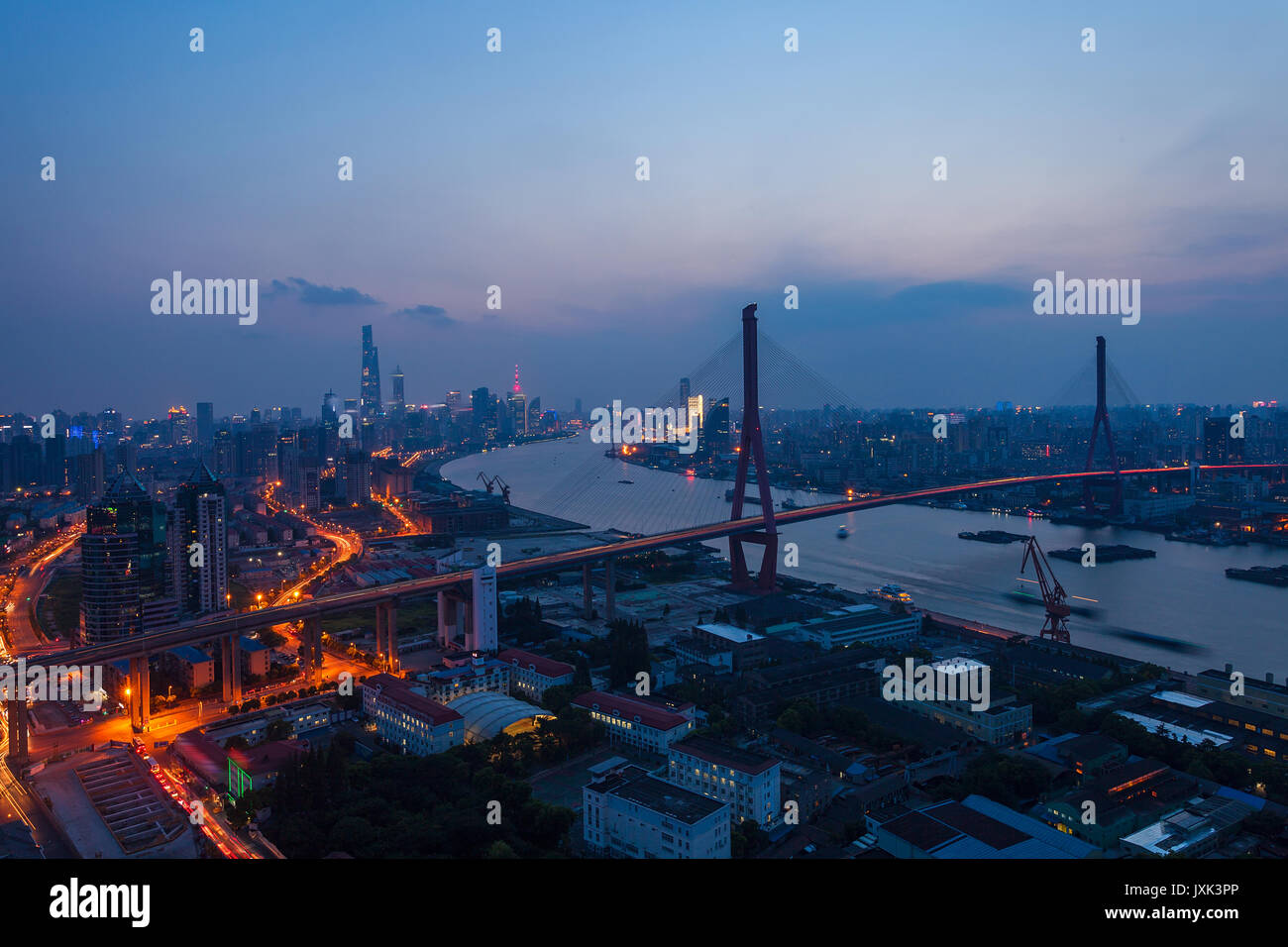 Yangpu Shanghai bridge and urban architecture Stock Photo - Alamy