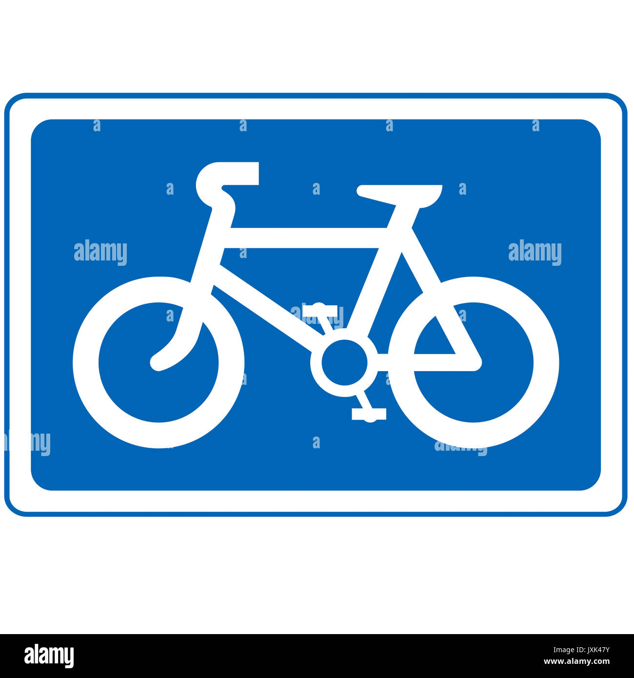 Recommended route for pedal cycles road sign on white background Stock ...