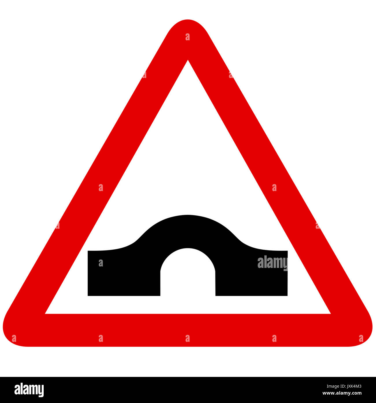 Hump bridge road sign on white background Stock Photo - Alamy