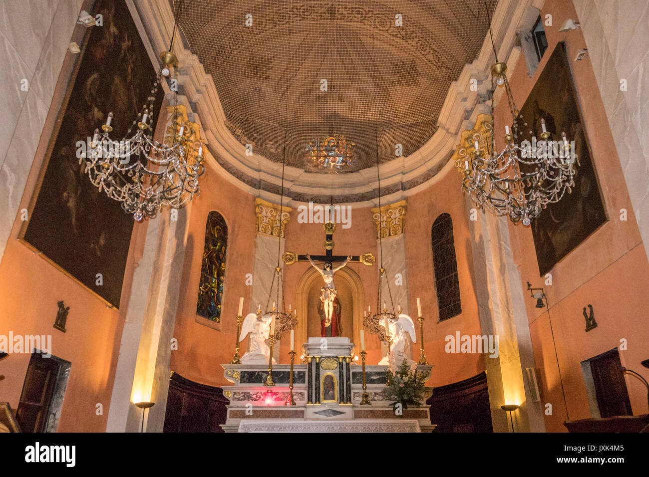 Interior of St Marie church at Calvi town, northern Corsica, France ...