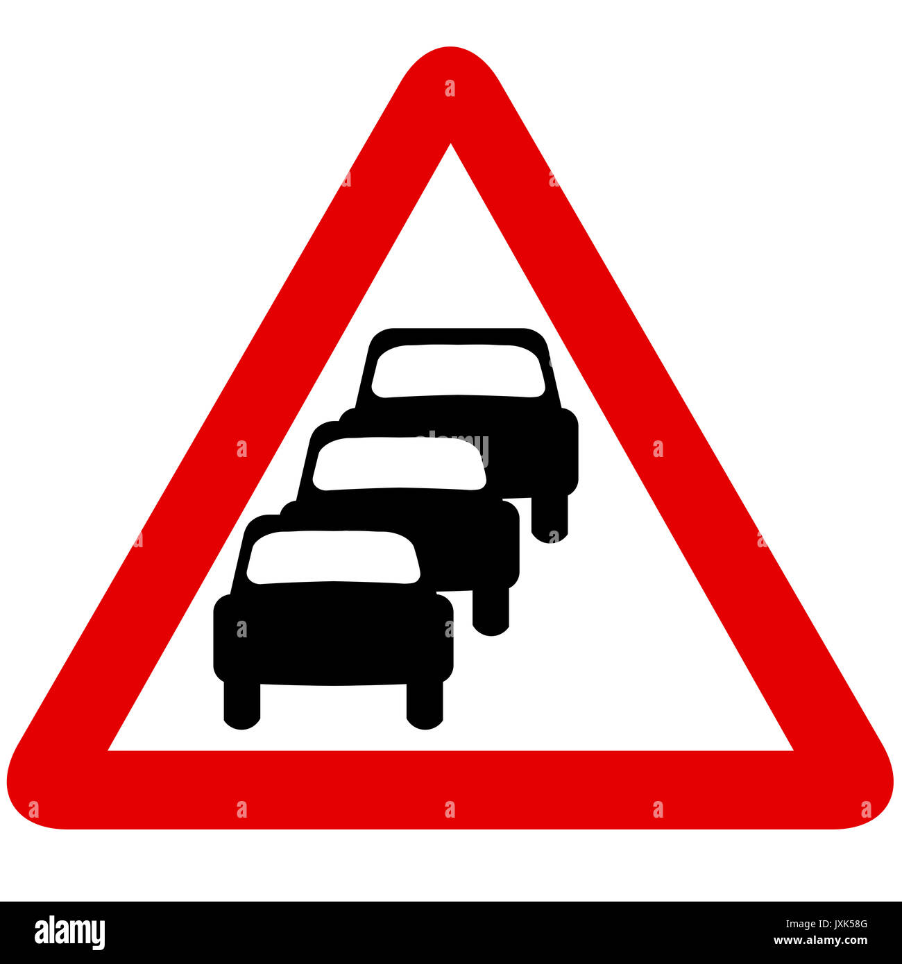 Traffic queues likely ahead road sign on white background Stock Photo ...