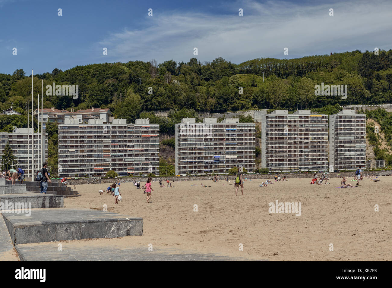 Beach of Hondarribia (Fuenterrabia) Guipuzcoa, Basque country, Spain ...