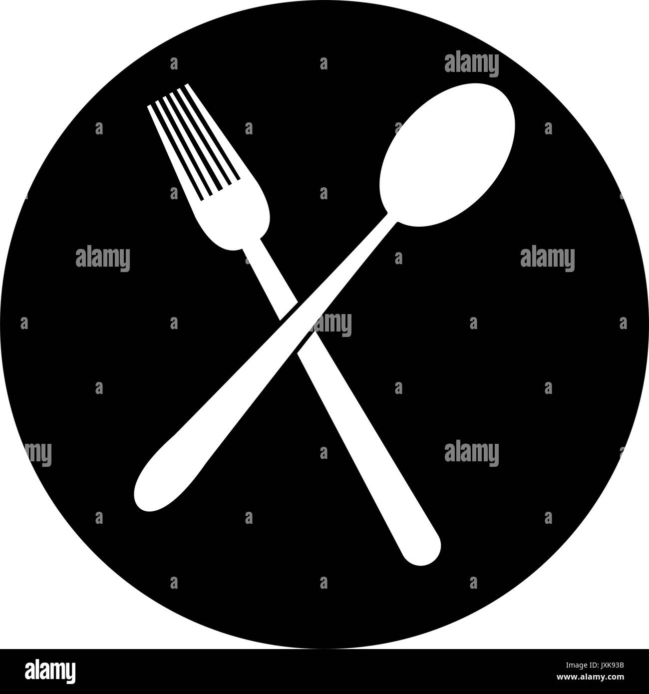 crossed spoon and fork tool cooking kitchen icon Stock Vector Image ...