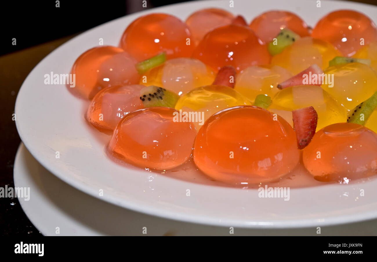 jelly that is formed round with a mixture of fruit flavor Stock Photo ...
