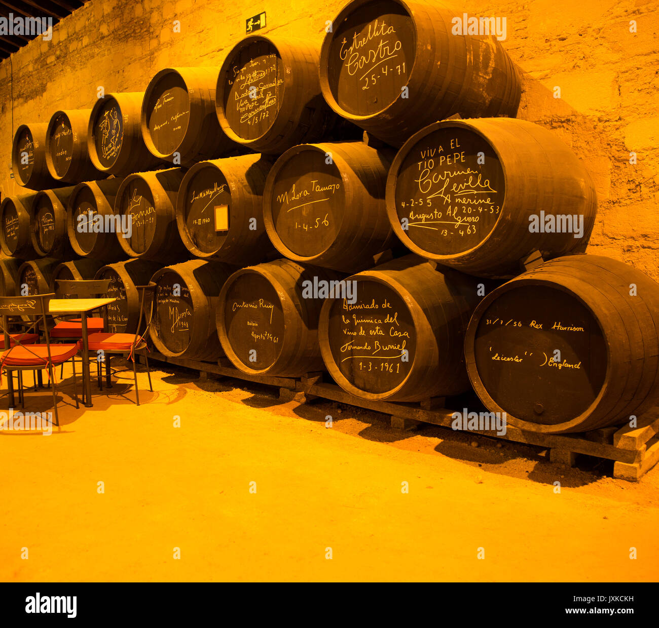 Sherry barrels signatures famous people, Gonzalez Byass bodega, Jerez ...