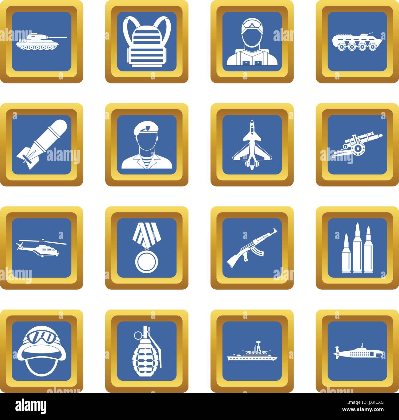 War icons set blue Stock Vector Image & Art - Alamy