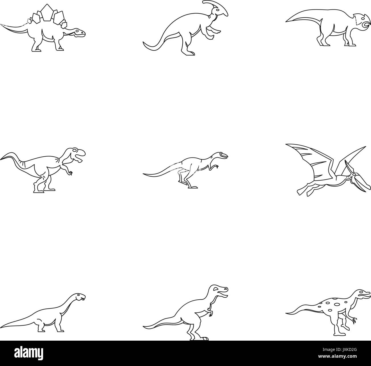 Different dinosaur icons set, outline style Stock Vector Image & Art ...