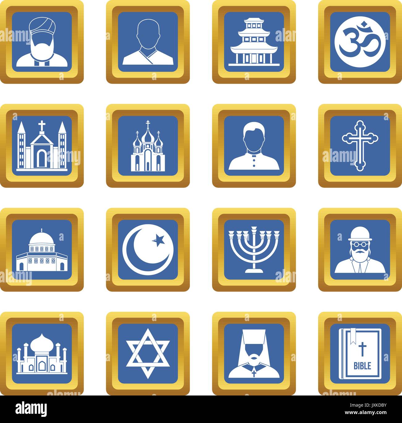 Religious symbol icons set blue Stock Vector Image & Art - Alamy