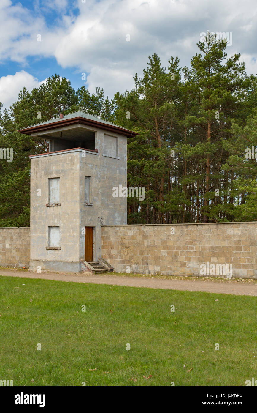 perimeter wall and watchtower at Sachsenhausen concentration camp ...