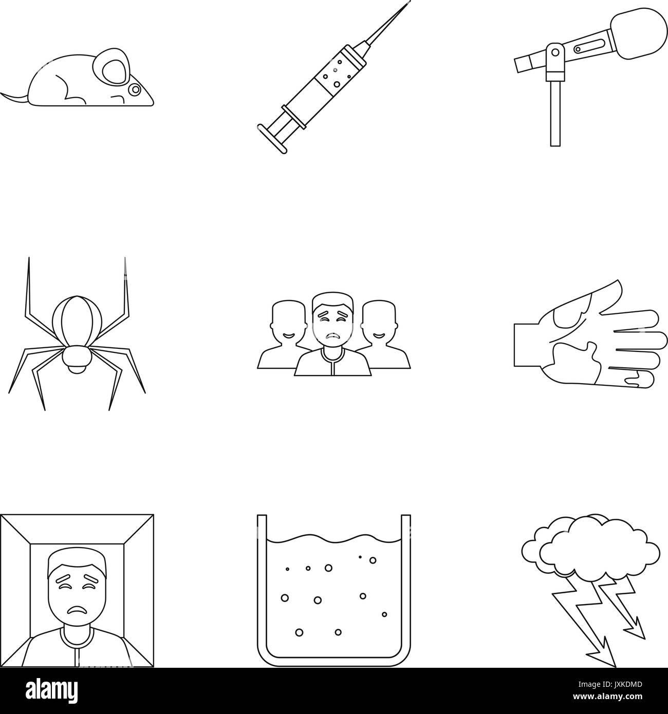 Various phobias icon set, outline style Stock Vector Image & Art - Alamy