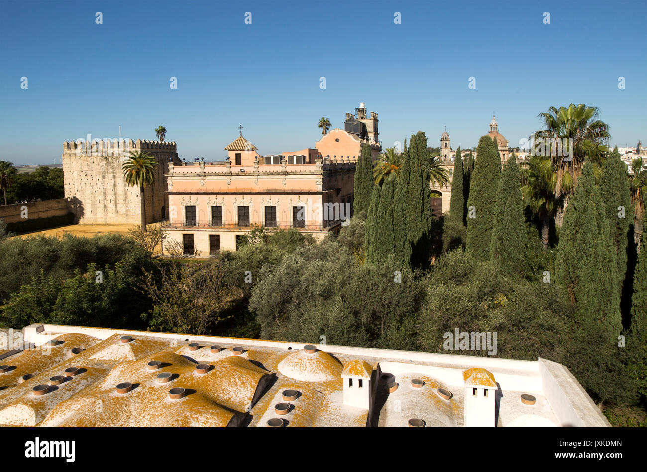 Historic palace building, Palacio de Villavicencio and gardens in the ...