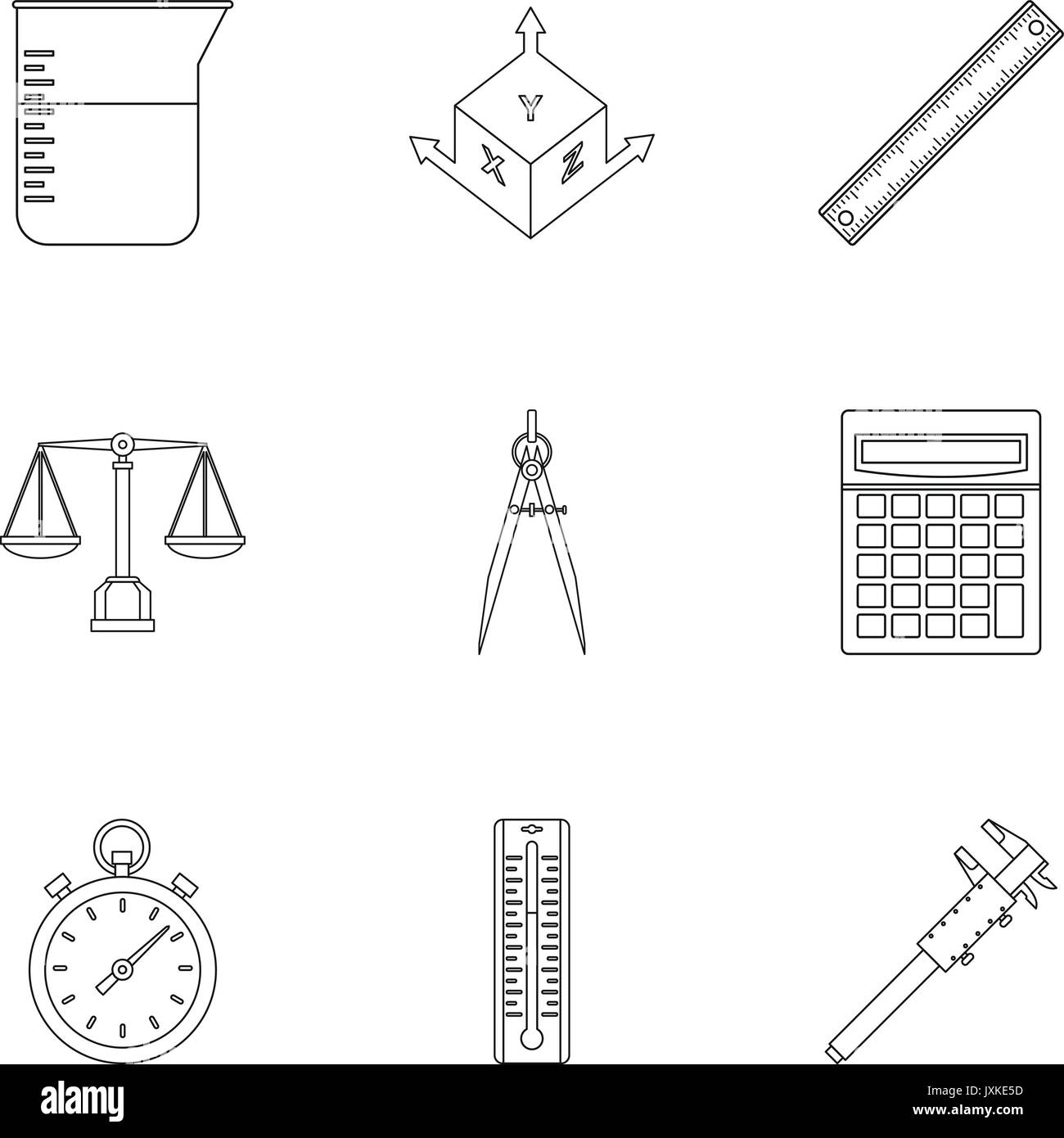 Measure instrumentation icon set, outline style Stock Vector Image ...
